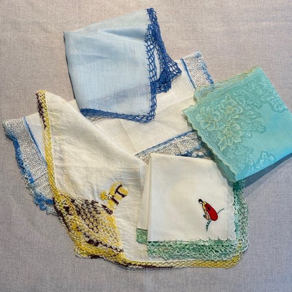 Vintage | Accessories | Bundleof 5 Vintage Laceembroidered Crochet ...